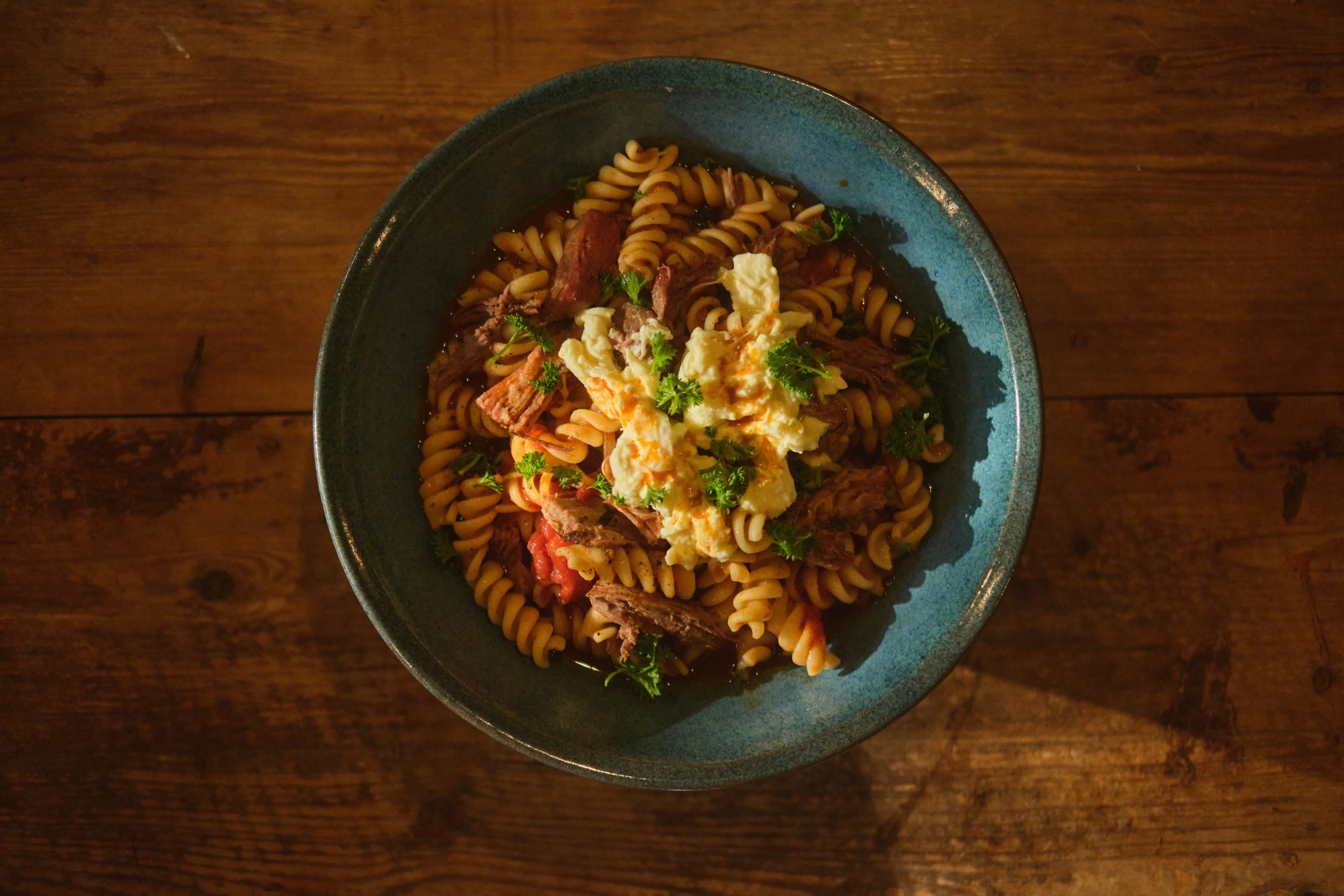 Slow Cooked Harissa Lamb Fusilli with Butter Beans, Anchovies and Burr ...